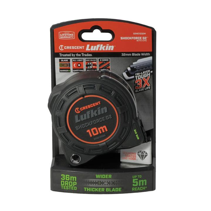 Shockforce Nite Eye G2 10m X 32mm Tape Measure Crescent Tools